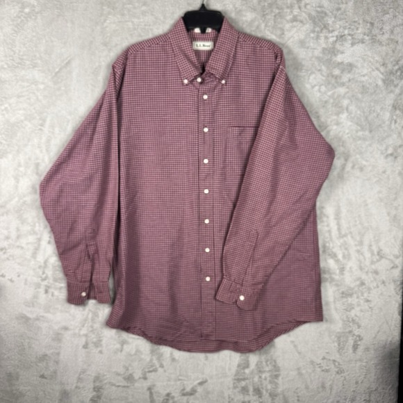 L.L. Bean | Shirts | Vtg Ll Bean Mens 7536 Burgundy Box Pattern Button ...